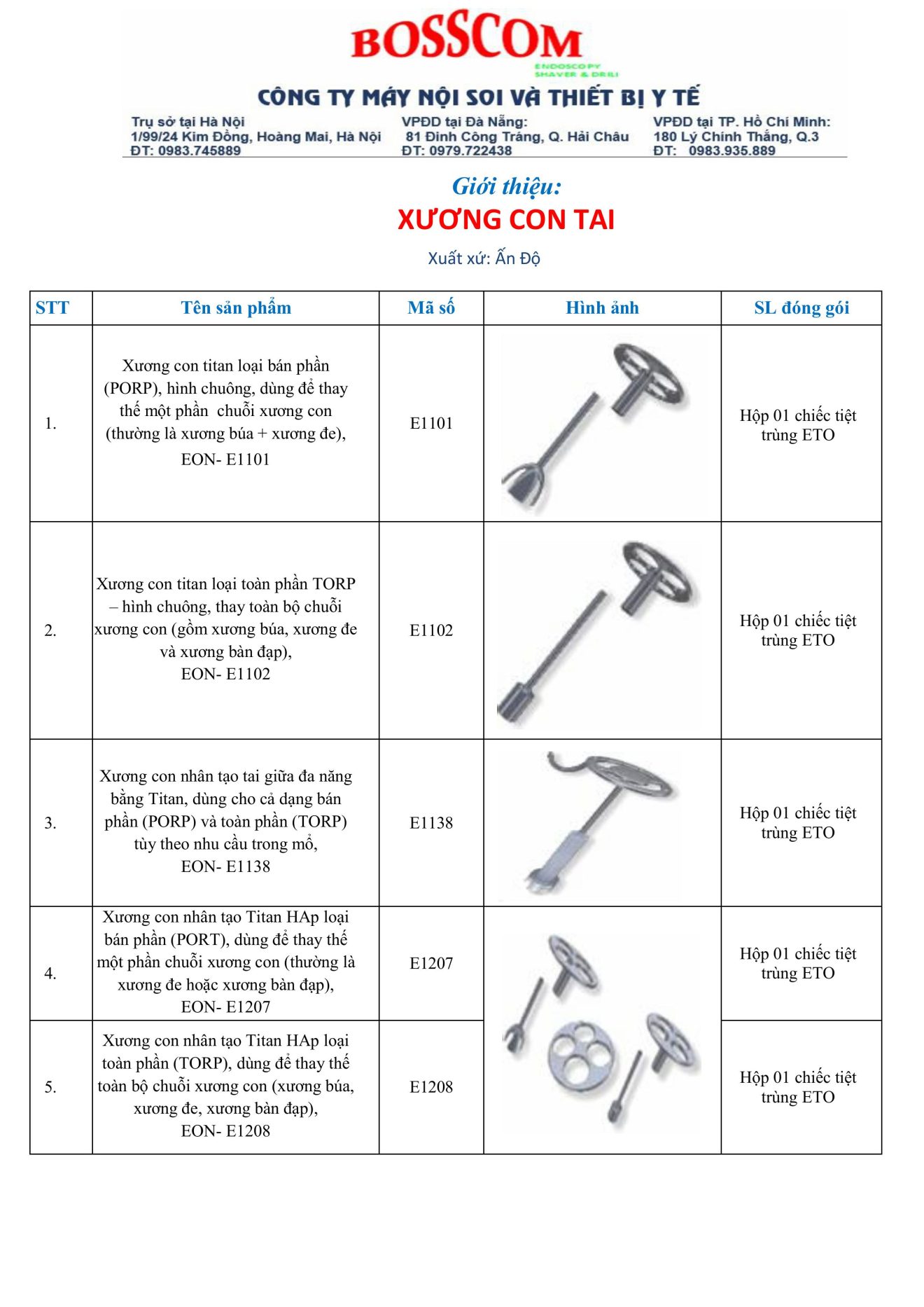 Giới thiệu sản phẩm Xương Con Tai – Giải pháp phục hồi thính lực hiệu quả – BOSSCOM TBYT
